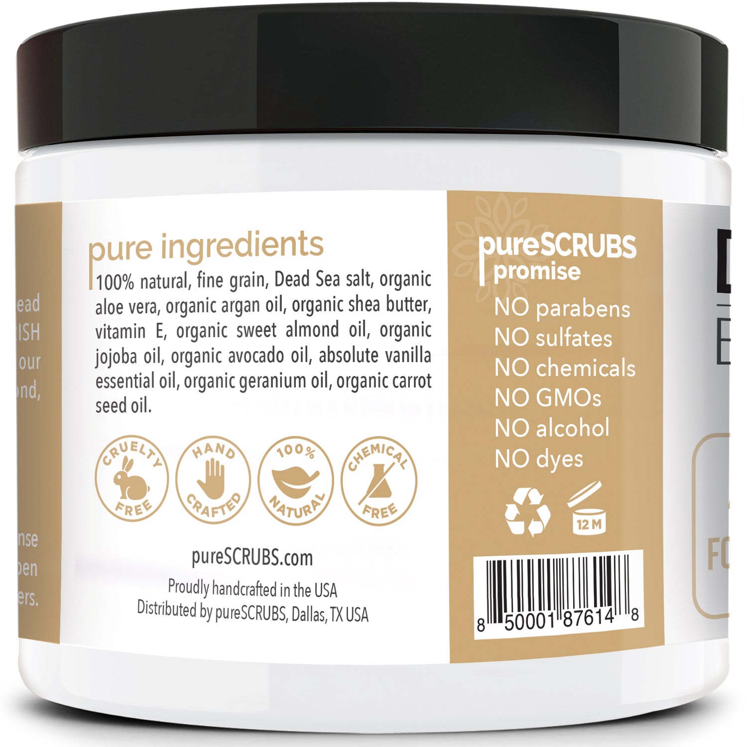 Vanilla Body Scrub Dead Sea Salt Premium Blend 20 Purescrubs